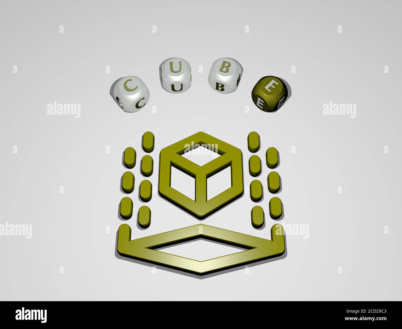 CUBE circular text of separate letters around the 3D icon, 3D ...