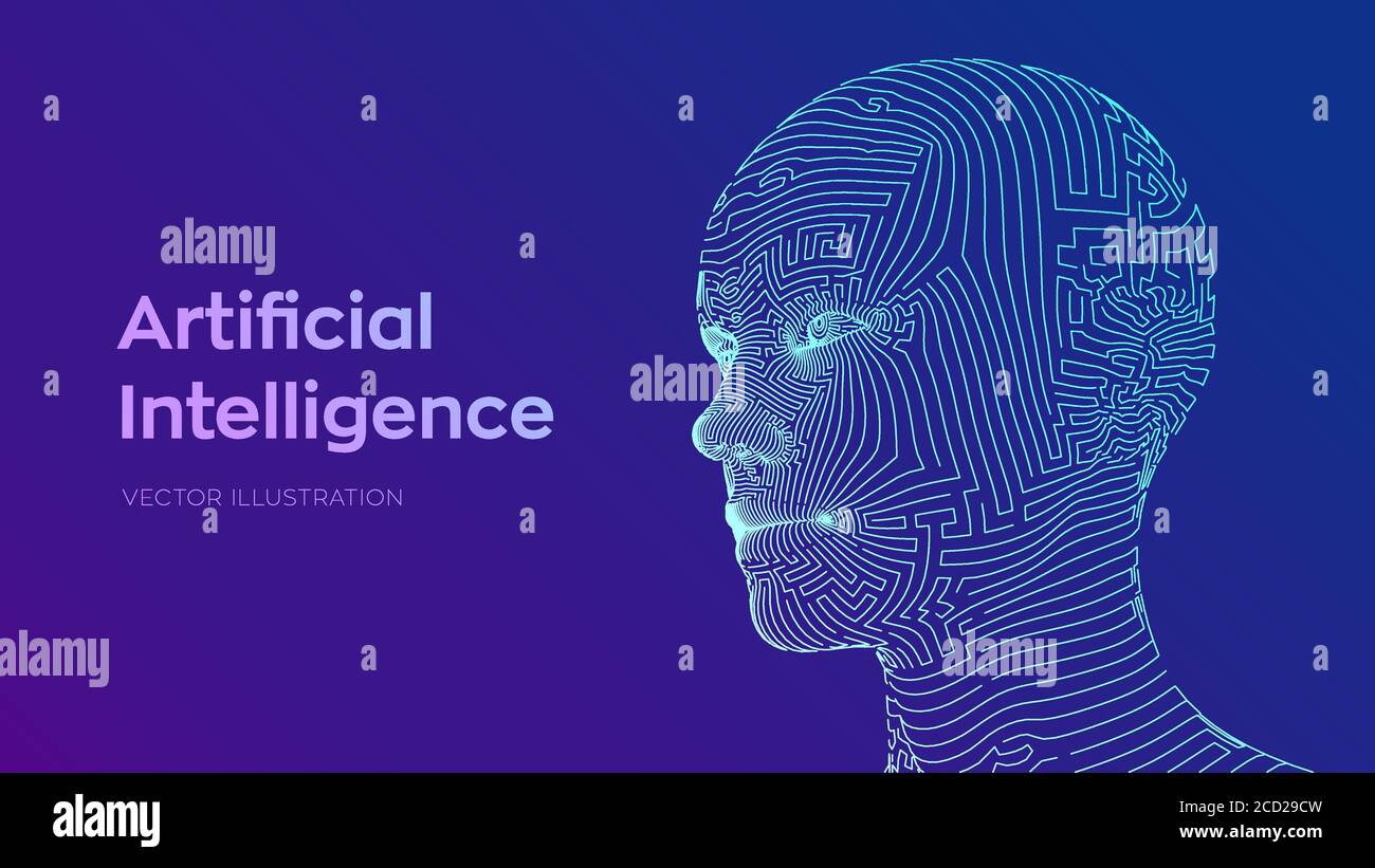 AI. Artificial intelligence concept. Ai digital brain. Abstract digital ...