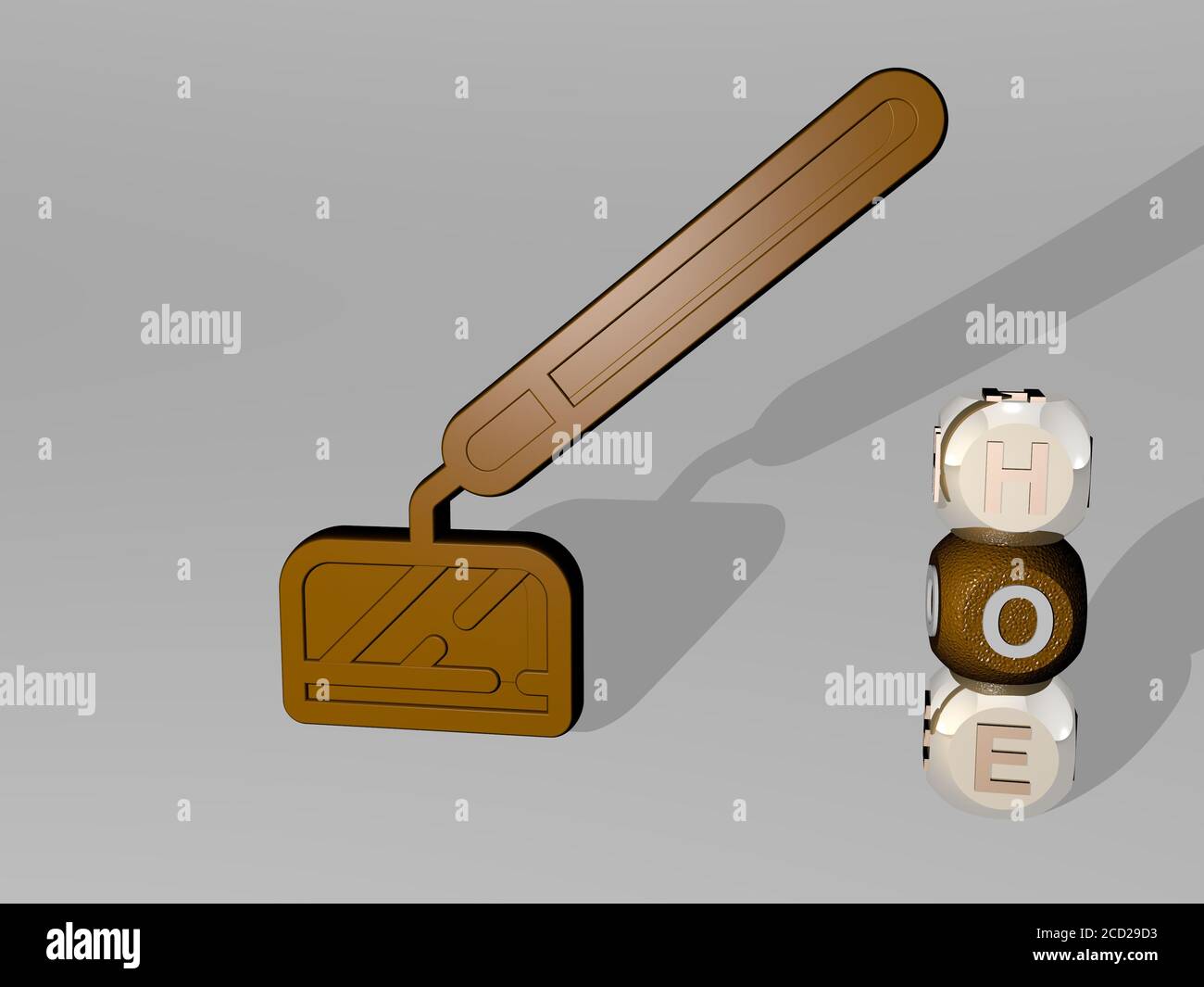 hoe 3D icon beside the vertical text of individual letters, 3D ...