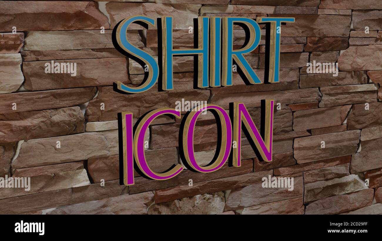 shirt icon text on textured wall, 3D illustration Stock Photo - Alamy