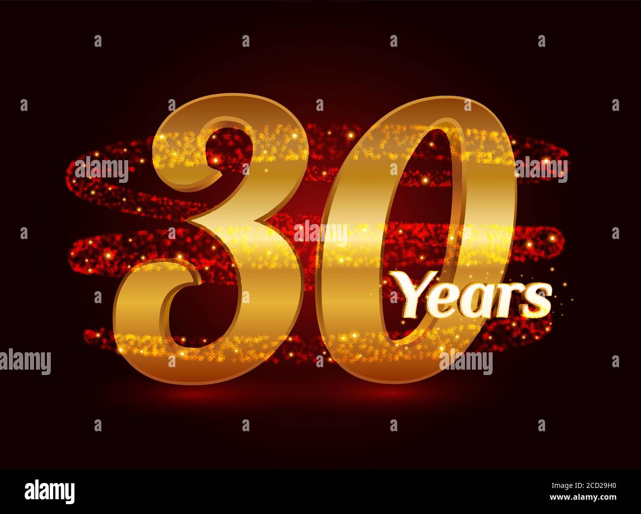 30 years golden anniversary 3d logo celebration with glittering spiral ...