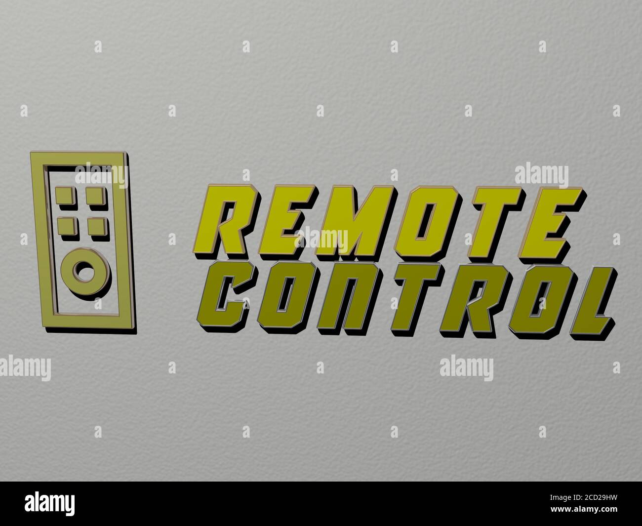 REMOTE CONTROL icon and text on the wall, 3D illustration Stock Photo ...