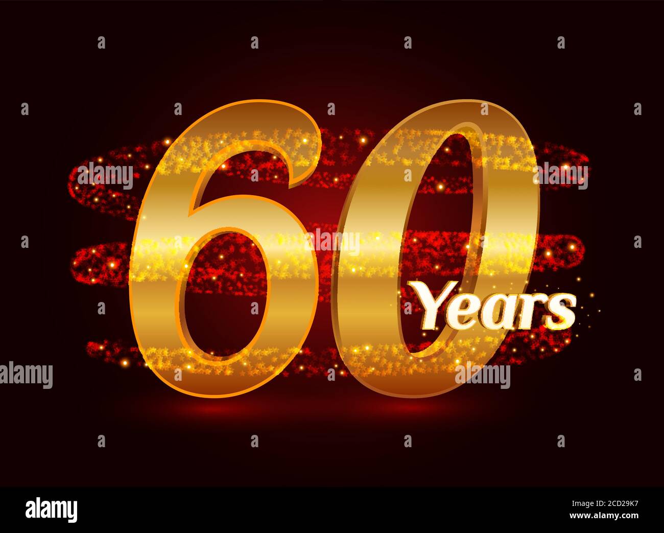 60 years golden anniversary 3d logo celebration with glittering spiral ...