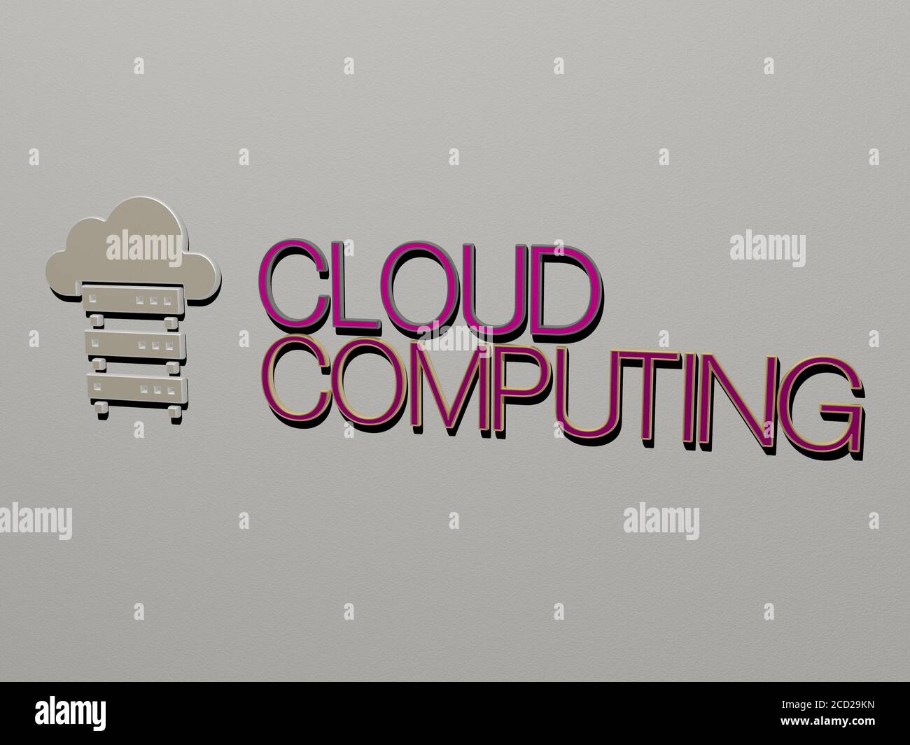 cloud computing icon and text on the wall, 3D illustration Stock Photo ...