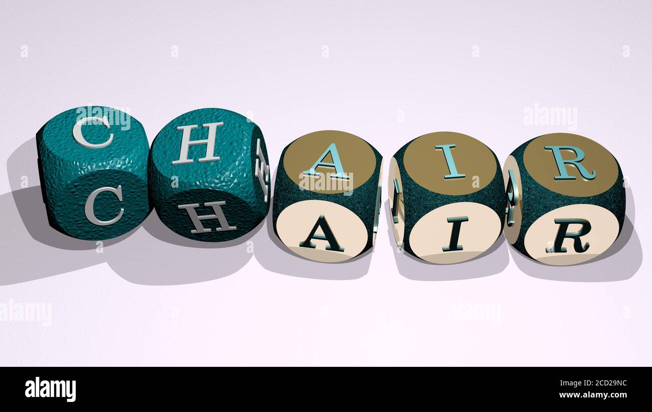CHAIR text by dancing dice letters, 3D illustration Stock Photo - Alamy