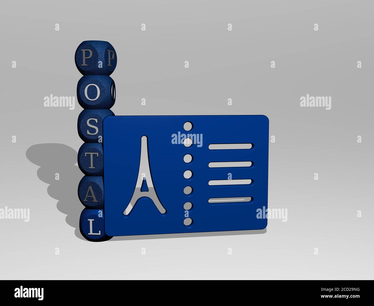 POSTAL 3D icon and dice letter text, 3D illustration Stock Photo - Alamy
