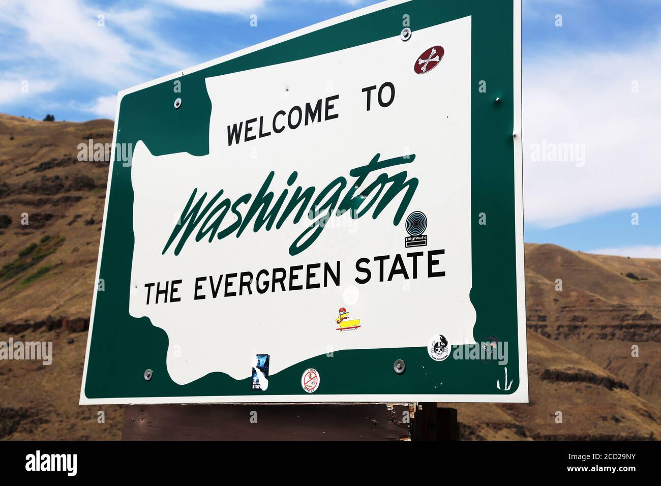 Welcome to Washington from Oregon border sign on the Lewiston Highway ...