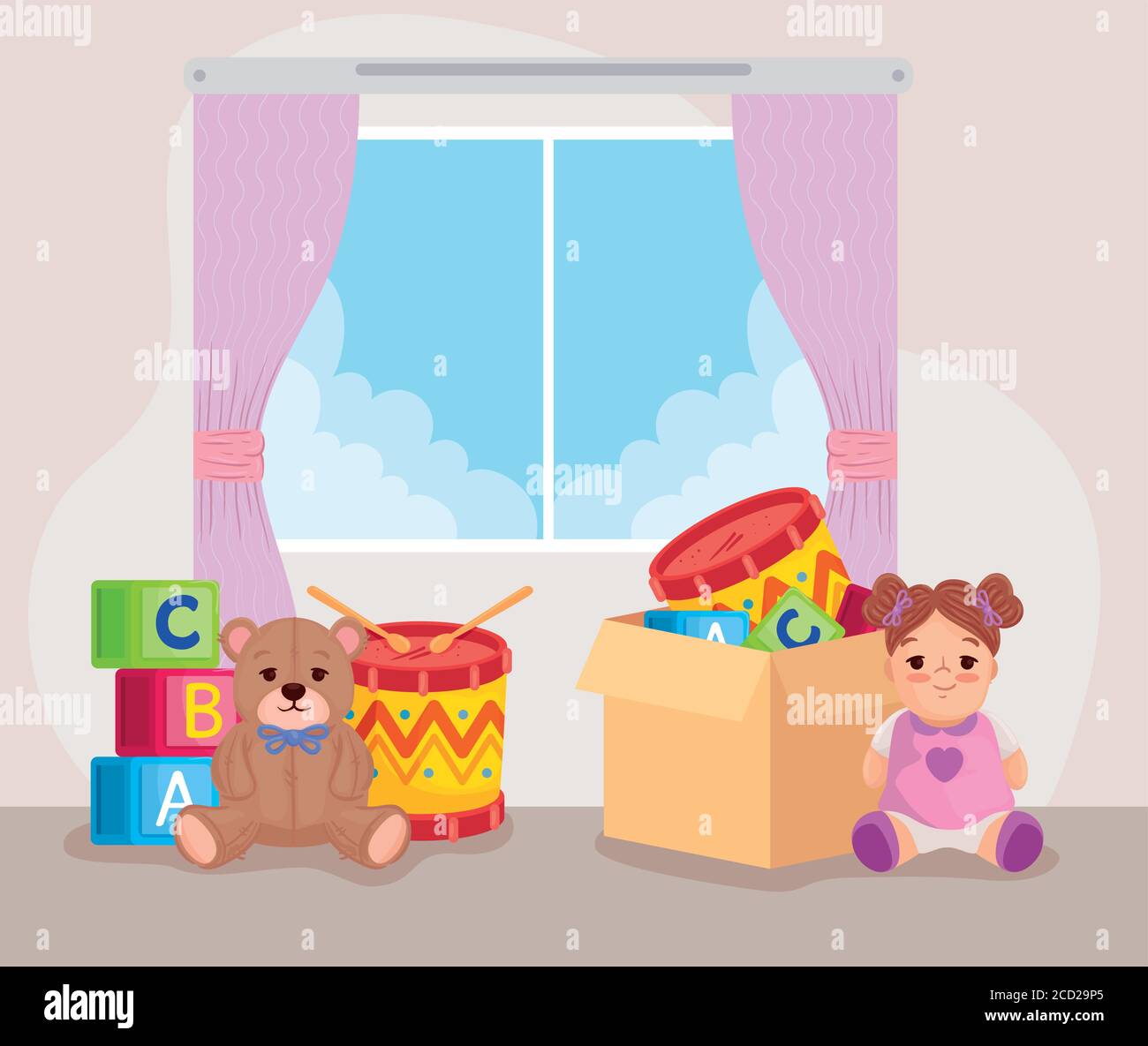 cute kids toys in the box carton Stock Vector Image & Art - Alamy