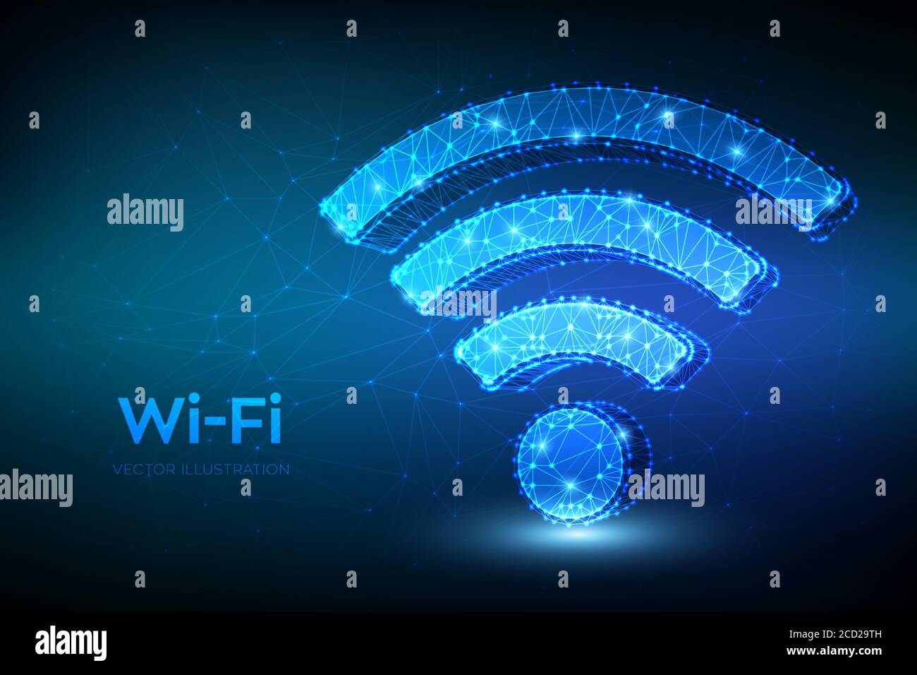 Wi-Fi network icon. Low poly abstract Wi Fi sign. Wlan access, wireless hotspot signal symbol ...