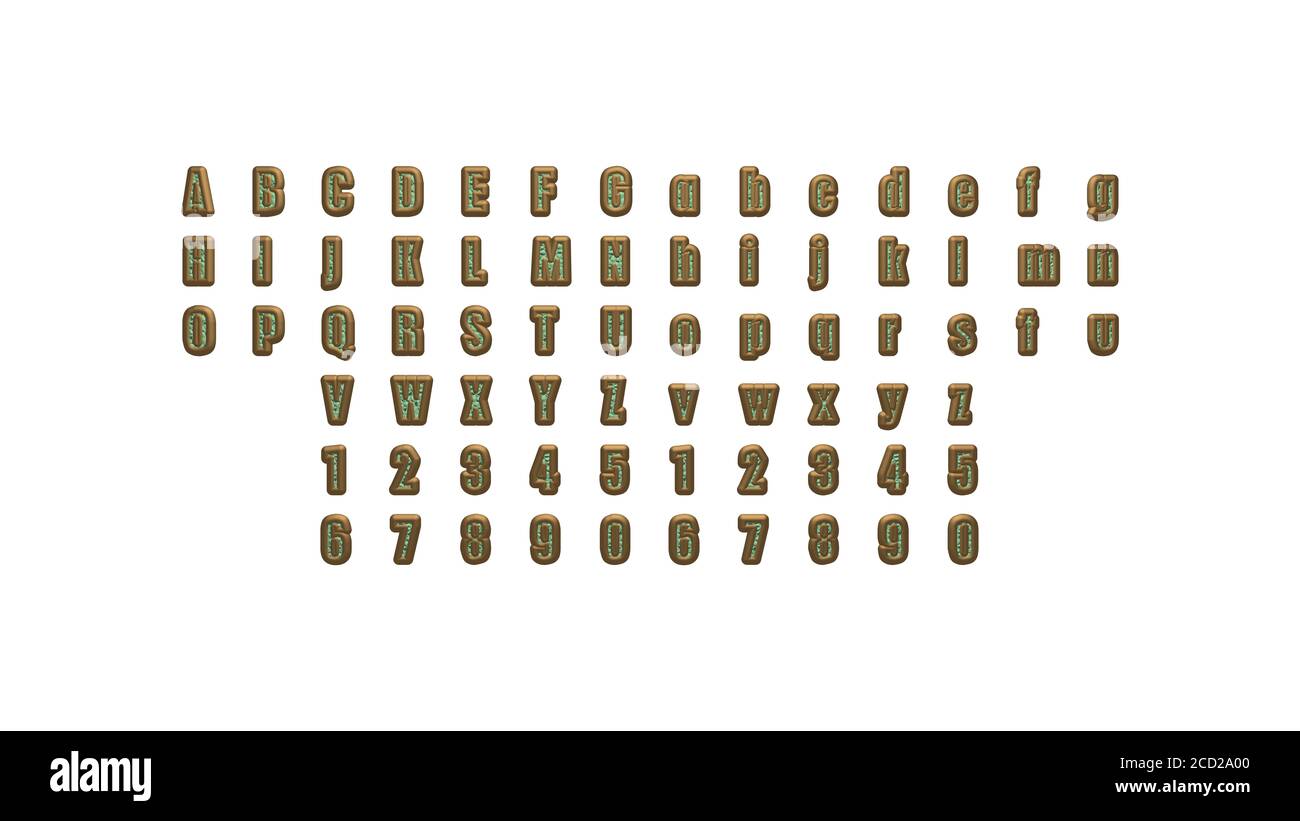 3D illustration of by individual letters on a wall of white background ...