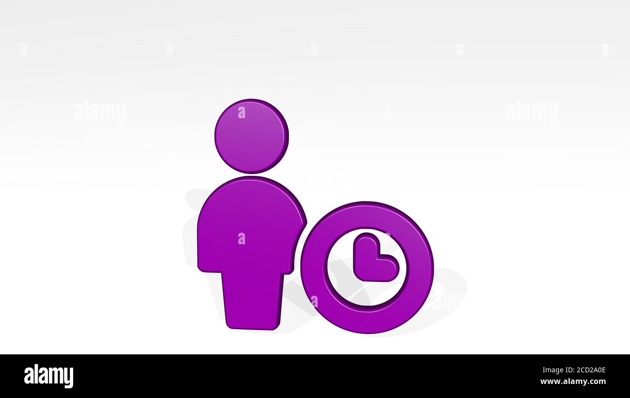 SINGLE NEUTRAL ACTIONS TIME 3D icon casting shadow, 3D illustration ...