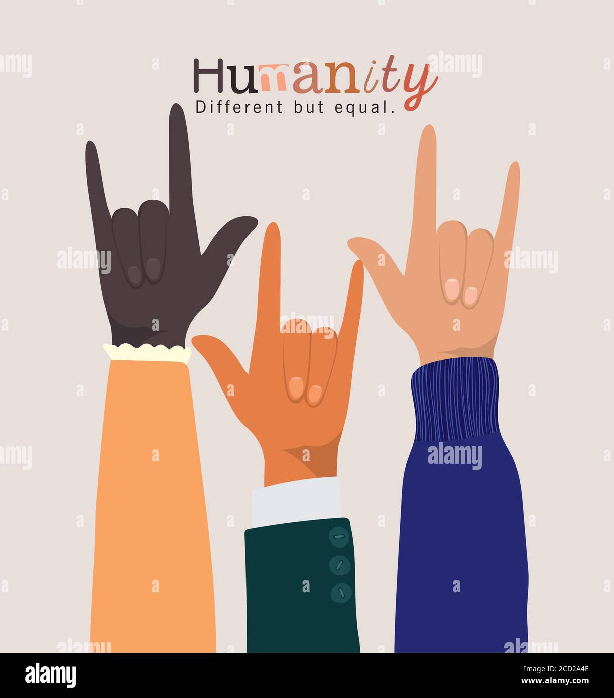 humanity different but equal and diversity rock hands up design, people ...