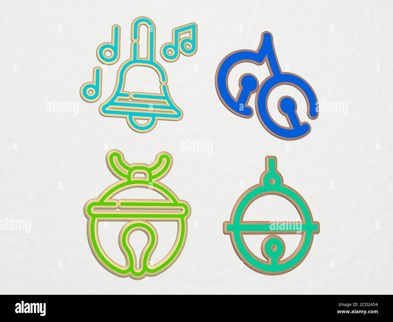 jingle bell 4 icons set, 3D illustration Stock Photo - Alamy