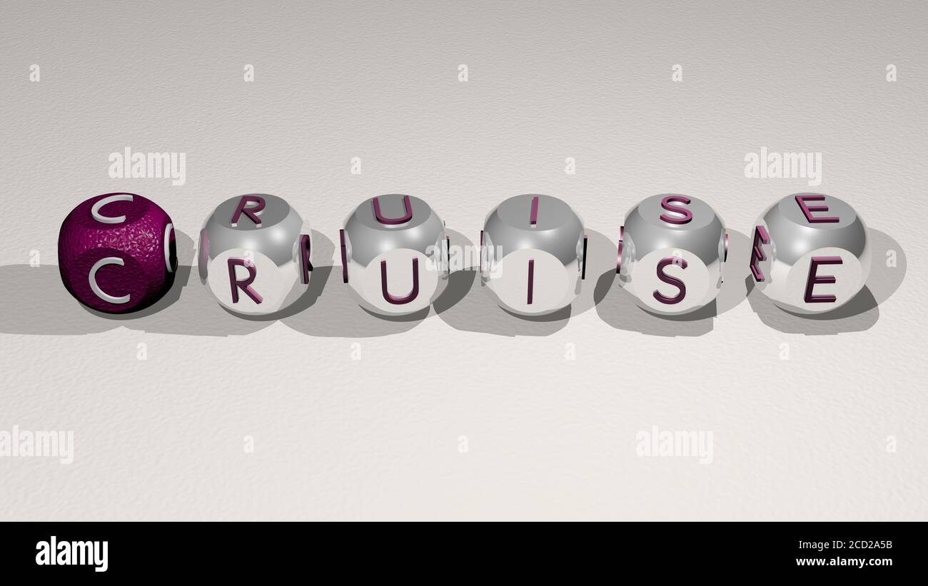 cars vehicles: cruise text of cubic individual letters, 3D illustration ...
