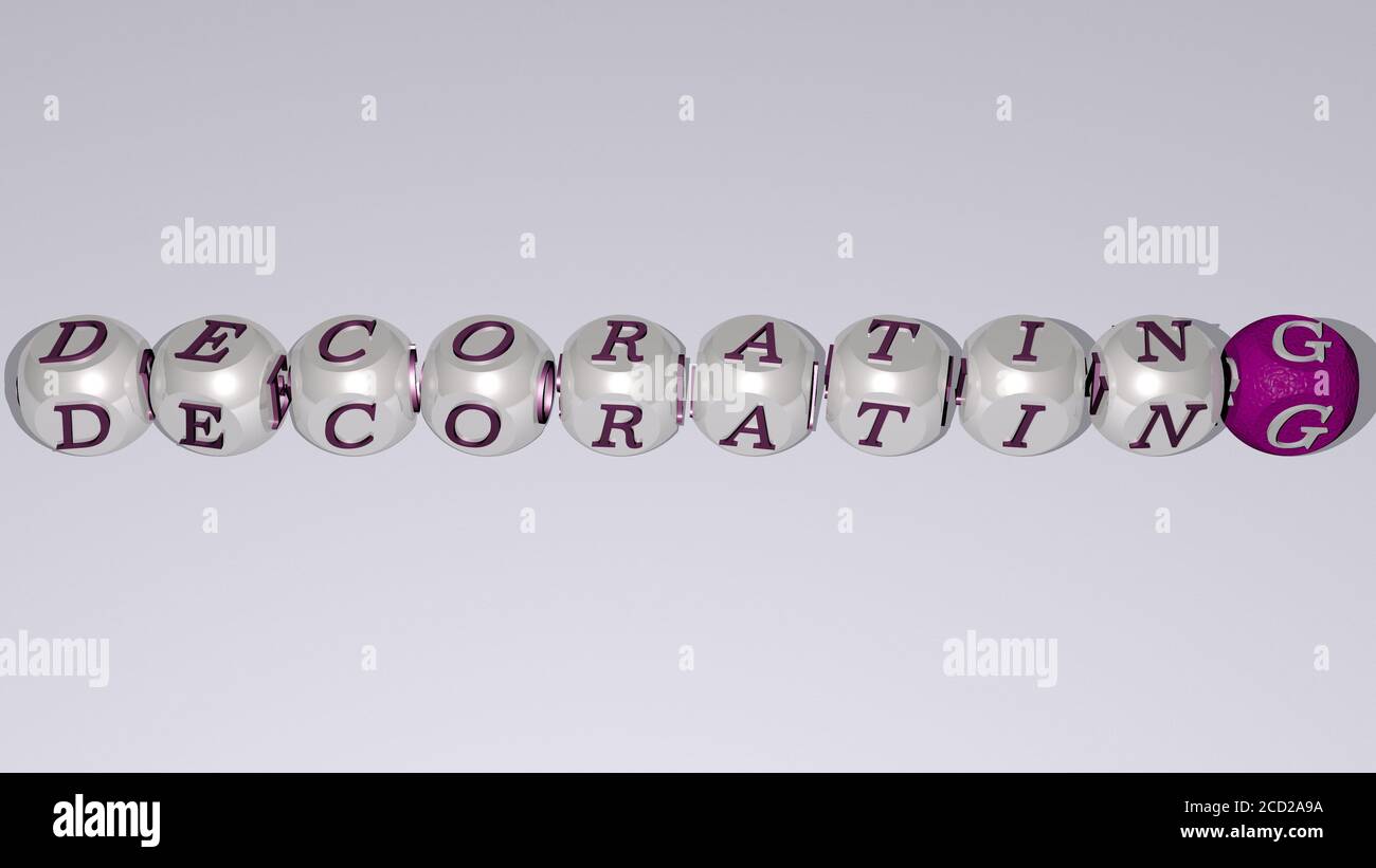decorating text by cubic dice letters, 3D illustration Stock Photo - Alamy