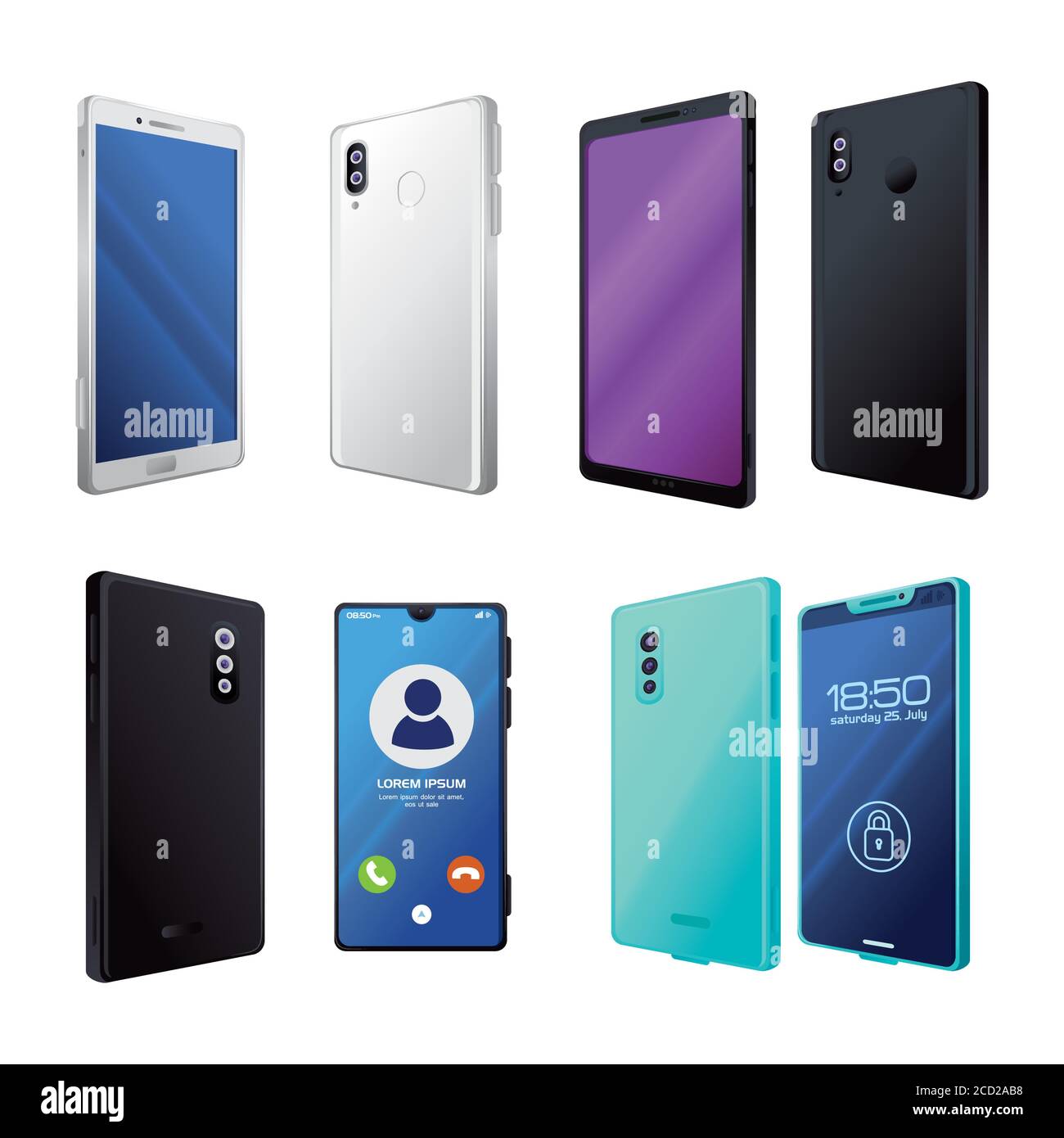 Realistic smartphones isolated on Stock Vector Images - Alamy