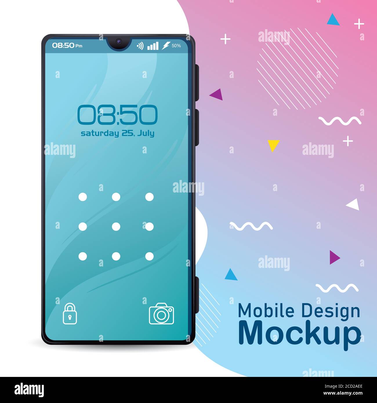 Poster Mobile Design Mockup Realistic Smartphone Mockup With Pattern