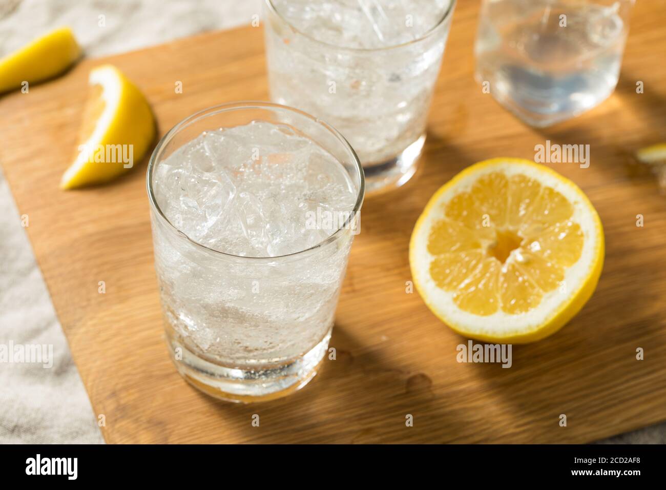 Healthy Refreshing Sparkling Lemon Water with Ice Cubes Stock Photo - Alamy
