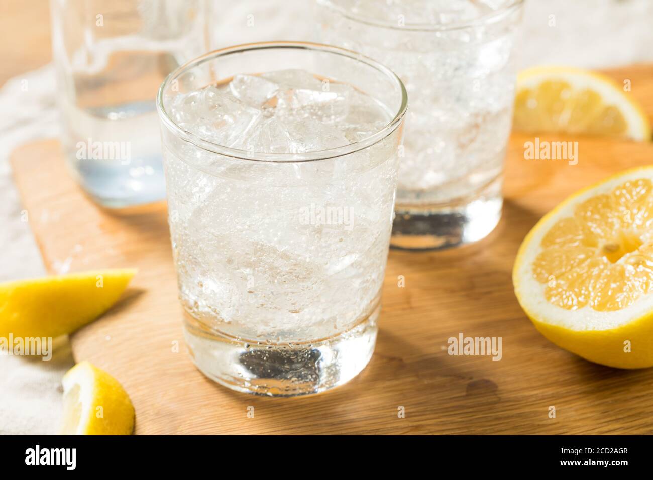 Healthy Refreshing Sparkling Lemon Water with Ice Cubes Stock Photo - Alamy