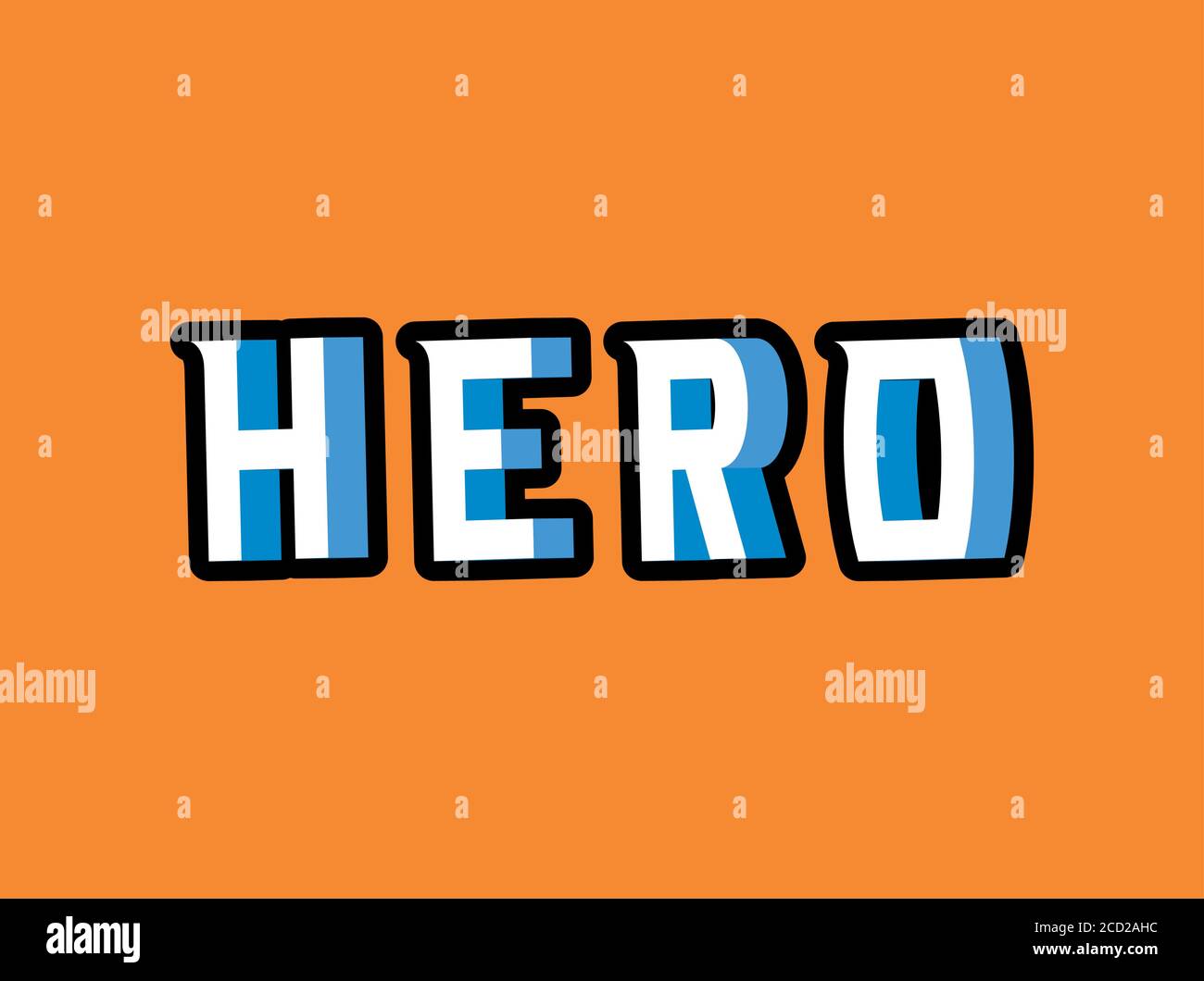 3d hero lettering on orange background design, typography retro and ...