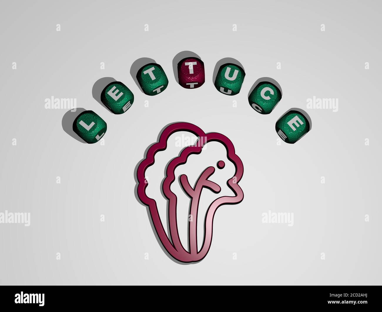 LETTUCE icon surrounded by the text of individual letters, 3D ...