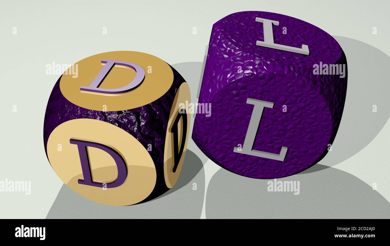 DL text by dancing dice letters, 3D illustration Stock Photo - Alamy