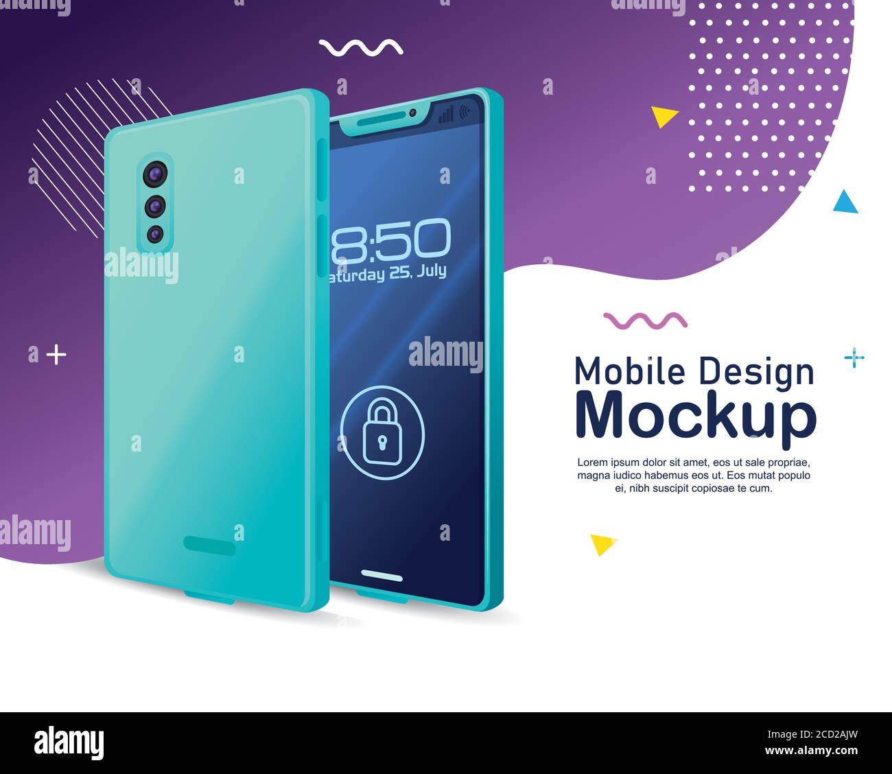 Poster Mobile Design Mockup Realistic Smartphone Mockup With Padlock