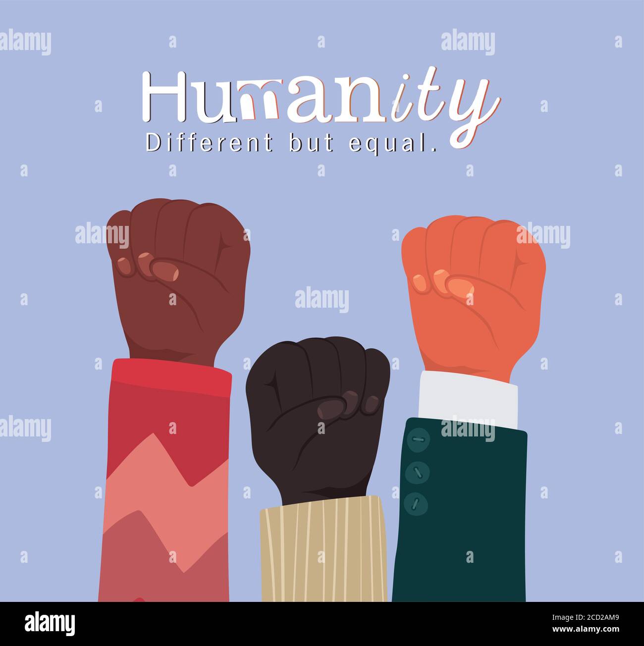 humanity different but equal and diversity fists hands up design ...
