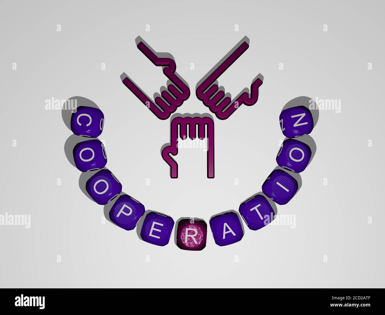 COOPERATION text around the 3D icon, 3D illustration Stock Photo - Alamy