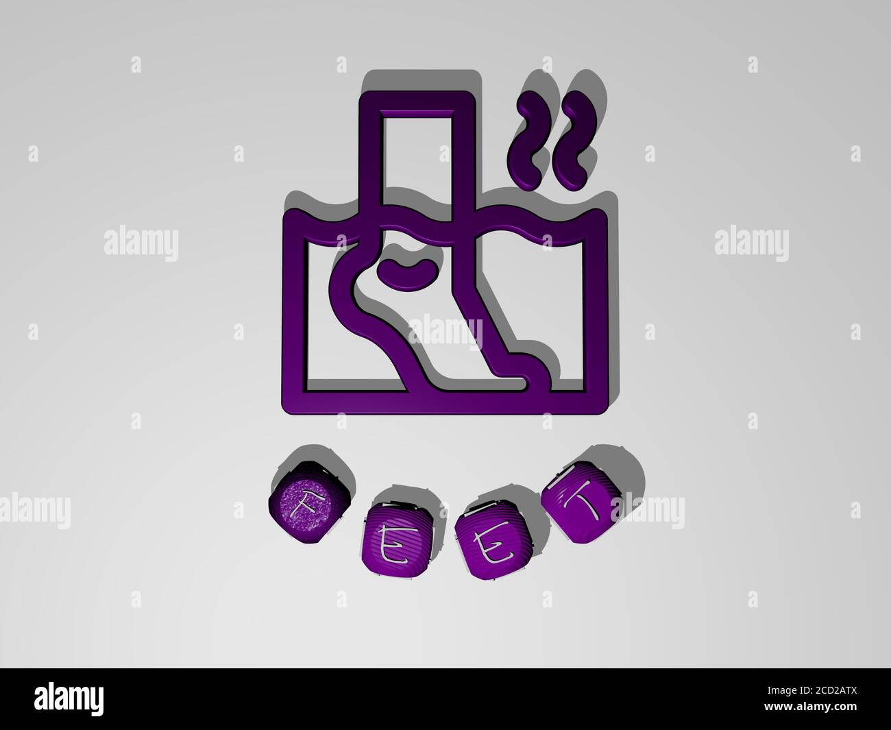 feet text around the 3D icon, 3D illustration Stock Photo - Alamy