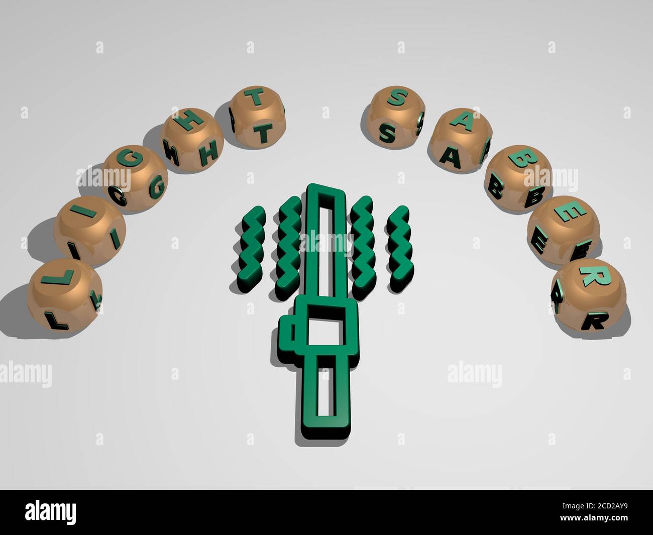 light saber 3D icon surrounded by the text of cubic letters, 3D ...