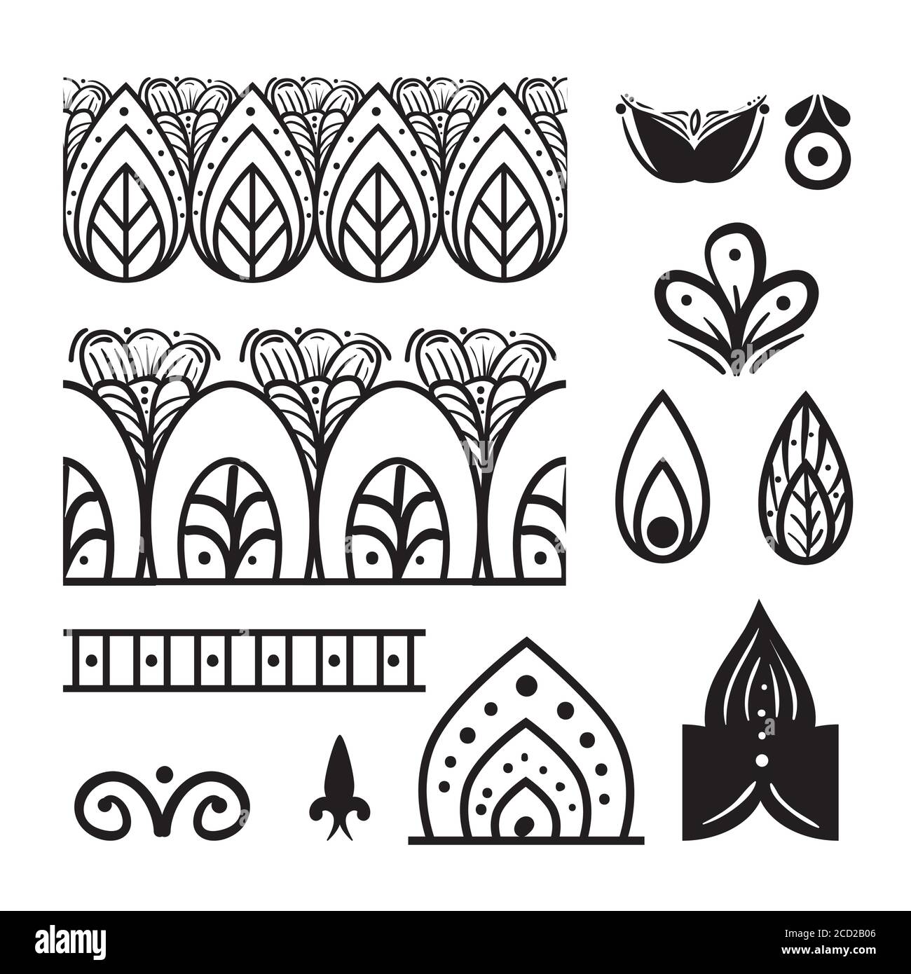 set of traditional floral motif indian icons Stock Vector Image & Art ...