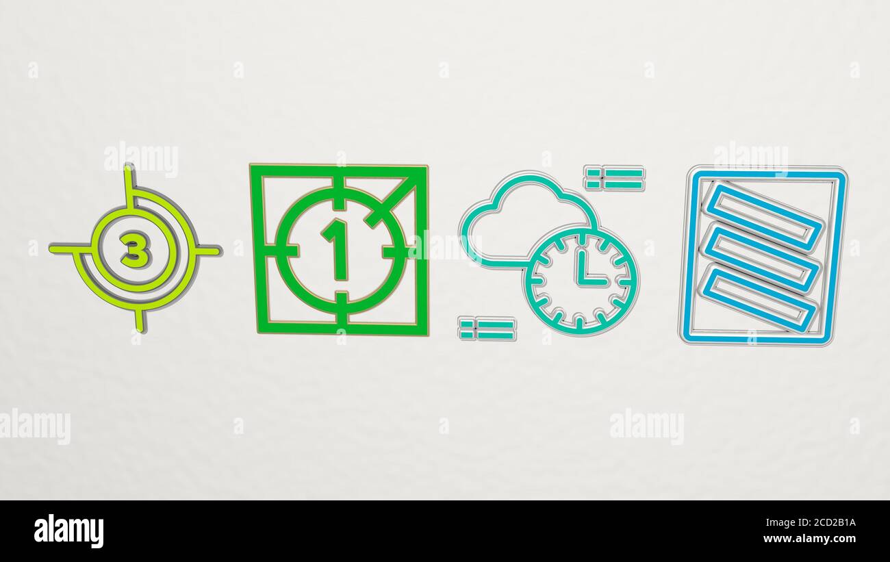 countdown 4 icons set, 3D illustration Stock Photo - Alamy