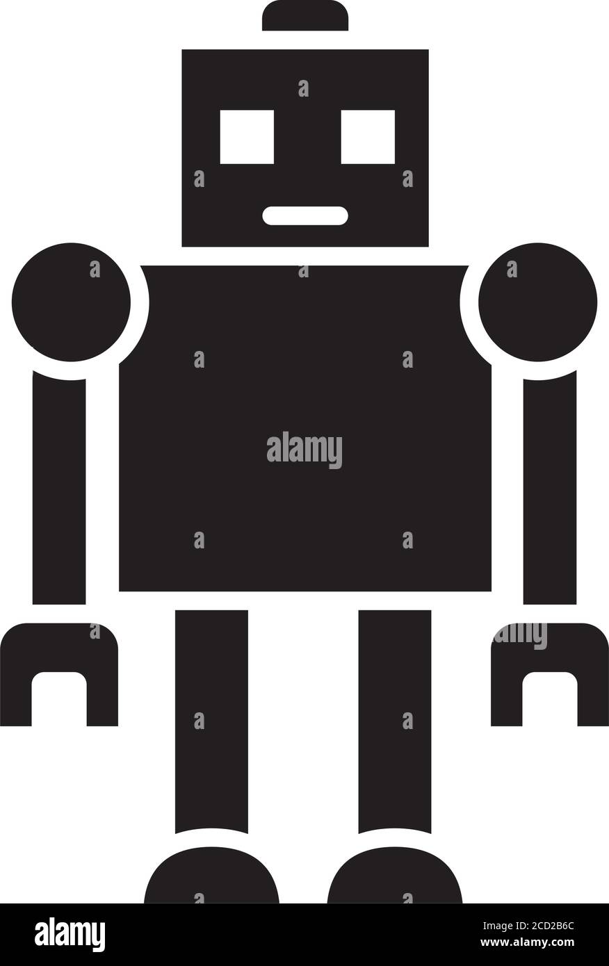 square robot over white background, silhouette style, vector ...