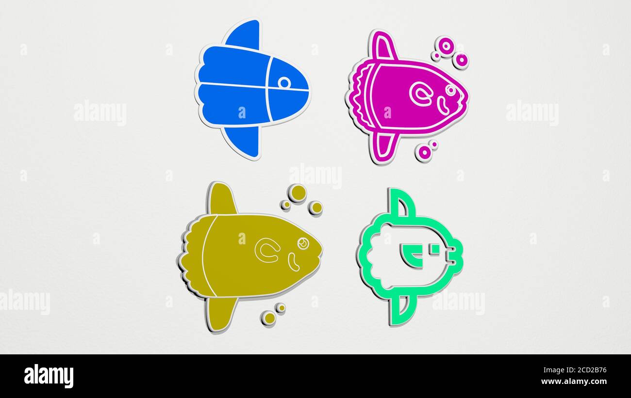 sunfish colorful set of icons, 3D illustration Stock Photo - Alamy