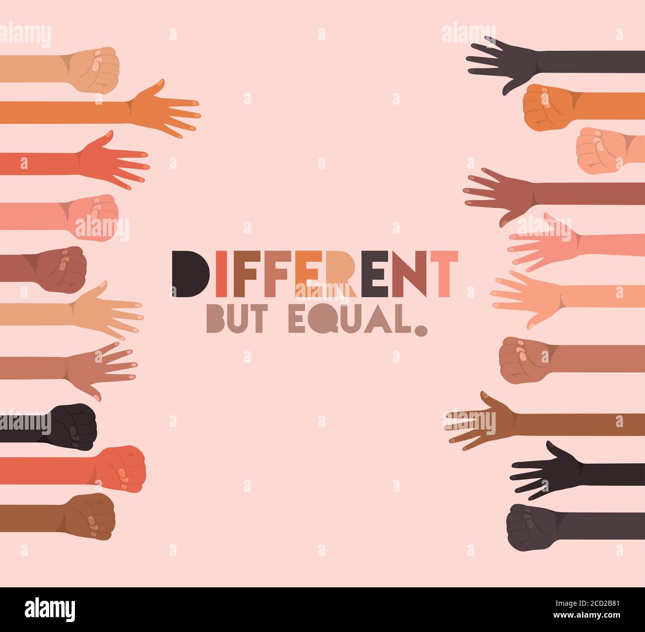 different but equal and diversity skins hands up design, people ...