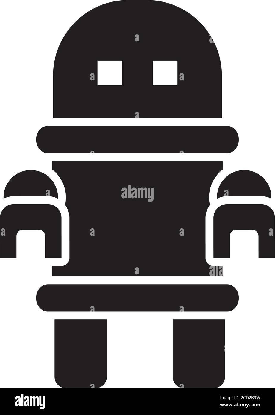 robotics concept, robot with round head over white background ...