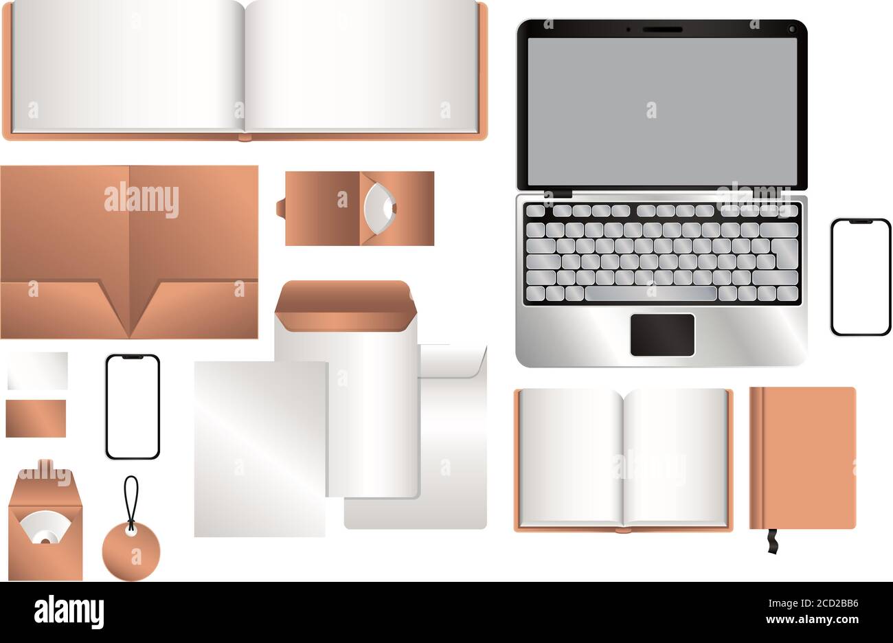 mockup laptop smartphone and set of corporate identity and stationery ...