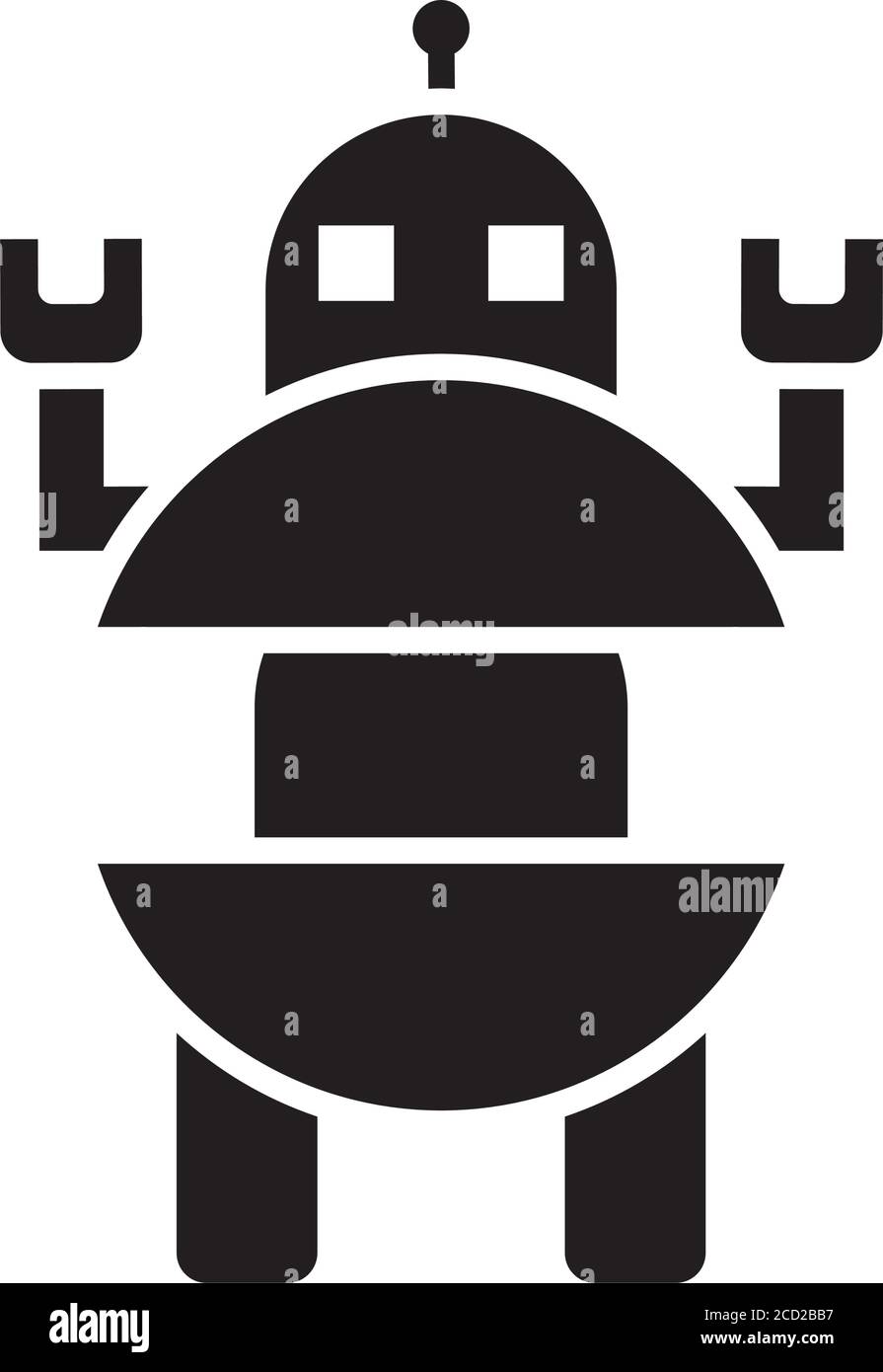 robot with round body over white background, silhouettestyle, vector ...