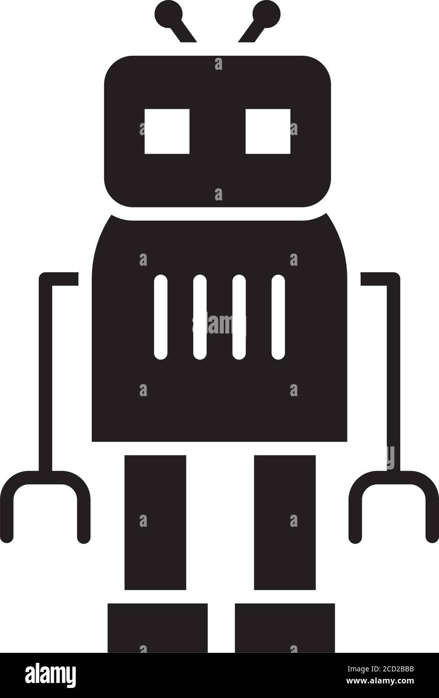 robotics concept, cartoon square robot standing over white background ...