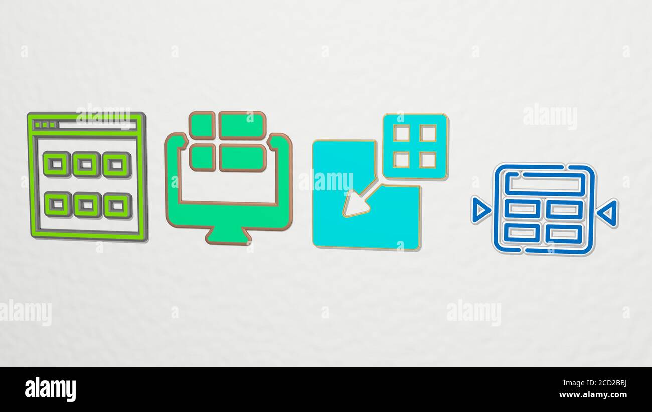 SPREADSHEET 4 icons set, 3D illustration Stock Photo - Alamy