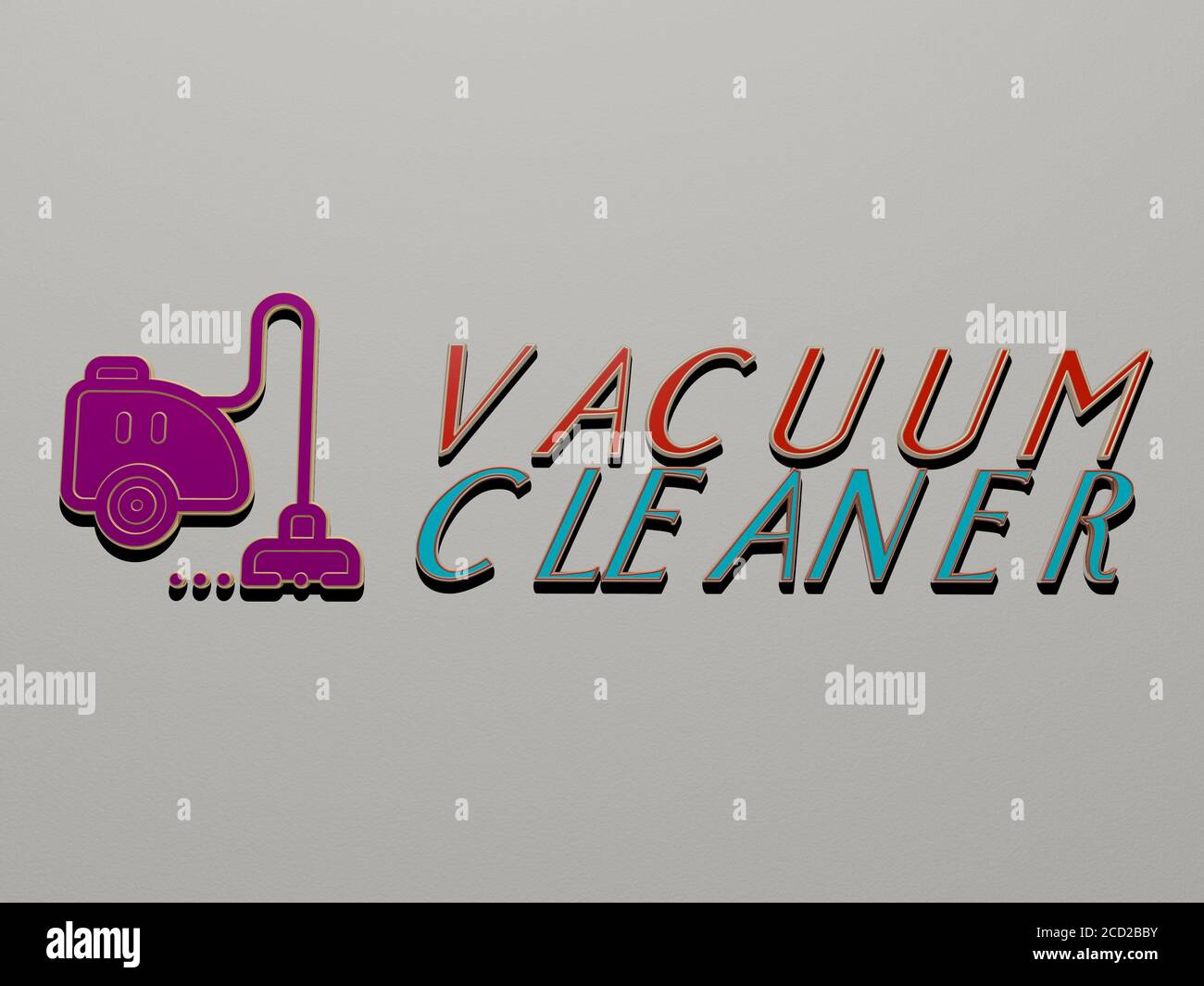 3D graphical image of vacuum cleaner vertically along with text built ...