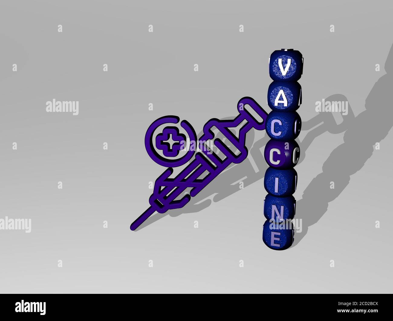vaccine text beside the 3D icon, 3D illustration Stock Photo - Alamy