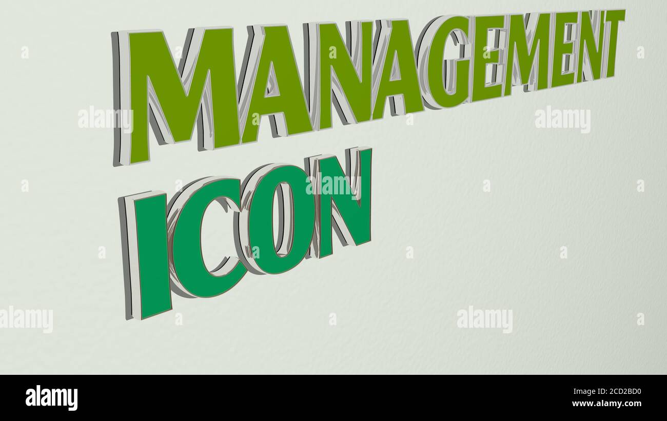 management icon text on the wall, 3D illustration Stock Photo - Alamy