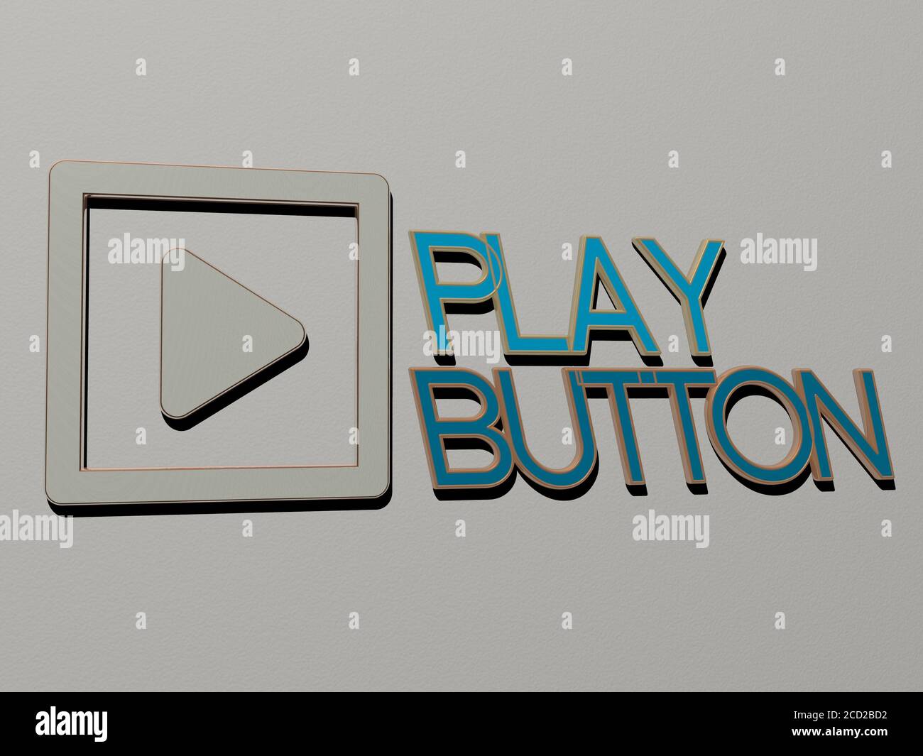 play button icon and text on the wall, 3D illustration Stock Photo - Alamy