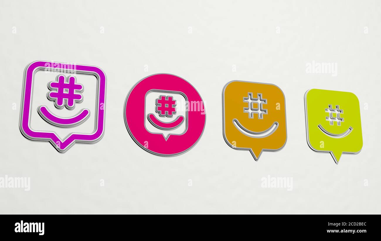 groupme 4 icons set, 3D illustration Stock Photo - Alamy