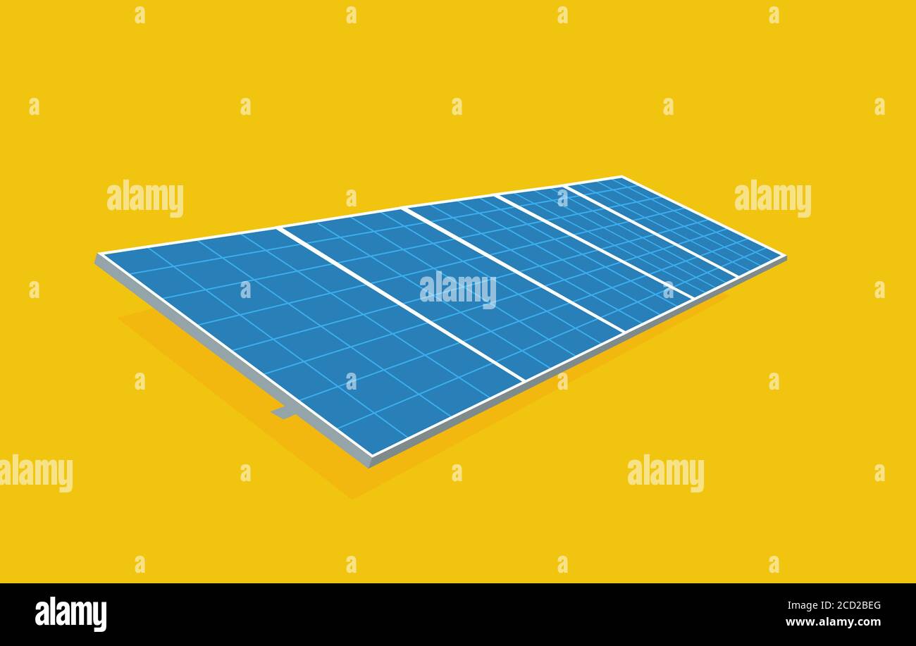 Solar Panel in flat design isolared in yellow background - Solar Energy ...