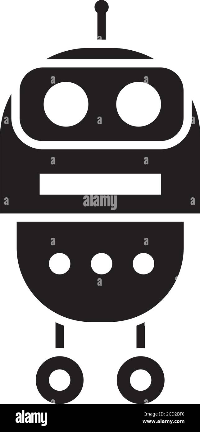 small robot icon over white background, silhouette style, vector ...