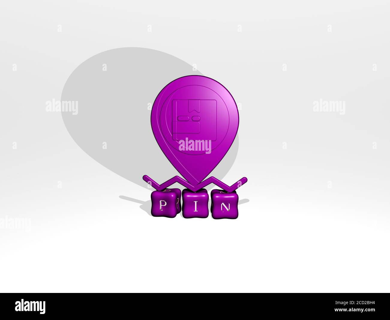 PIN 3D icon object on text of cubic letters, 3D illustration Stock ...