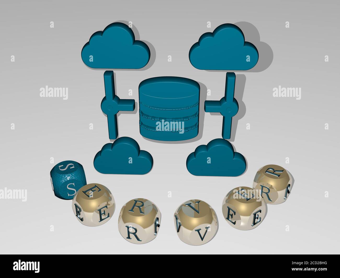 server round text of cubic letters around 3D icon, 3D illustration ...